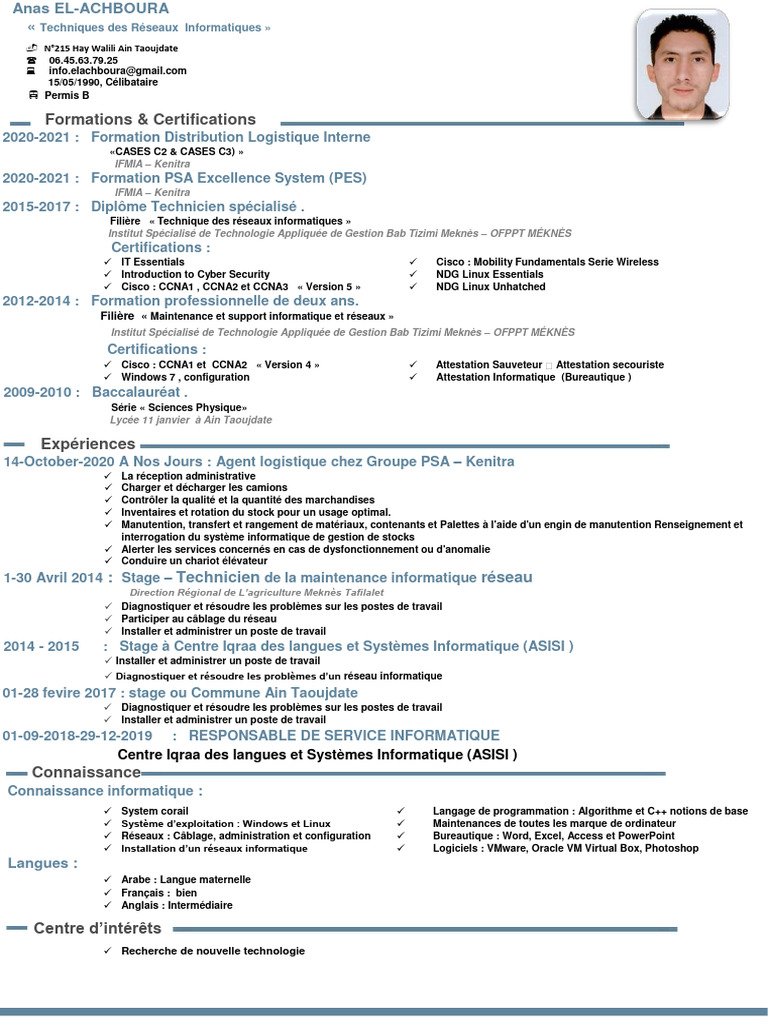 CV Anas El Achgboura | PDF