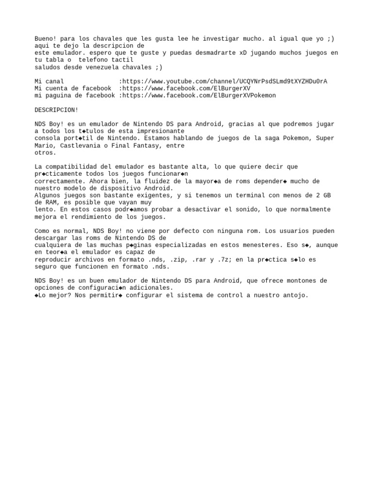 NDS Boy!: Emulador de Nintendo DS para Android | PDF | Juegos y actividades