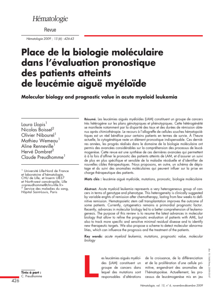 Biologie moléculaire et leucémie aiguë myéloïde | PDF | Biologie ...