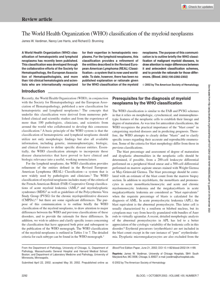 WHO Classification of Myeloid Neoplasms | PDF | Clinical Medicine ...