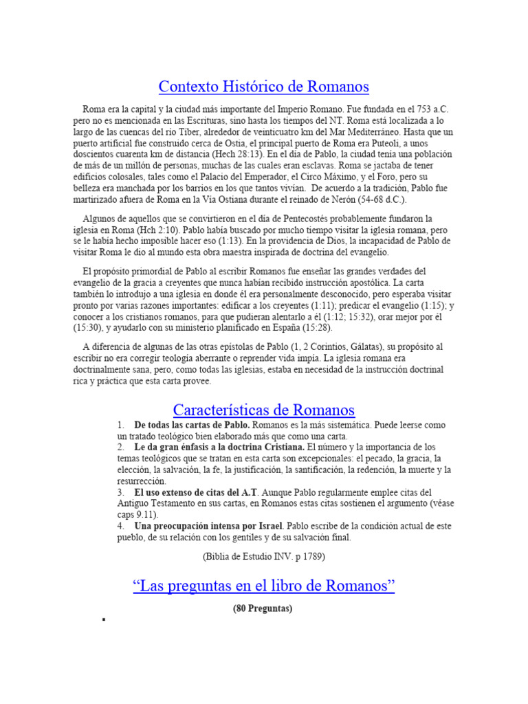 Contexto Histórico de Romanos Parte 2 | PDF | Pablo el apóstol | Roma