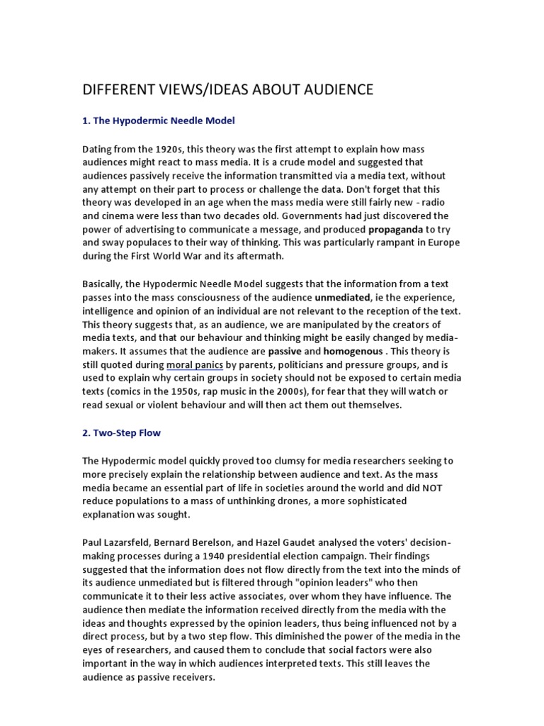 Audience Theories in Media Studies | PDF