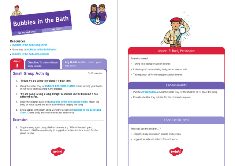 Bubbles in The Bath Activity Card | PDF | Self-Improvement