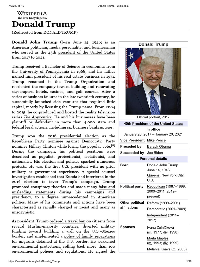 Donald Trump | PDF | Donald Trump | American Government