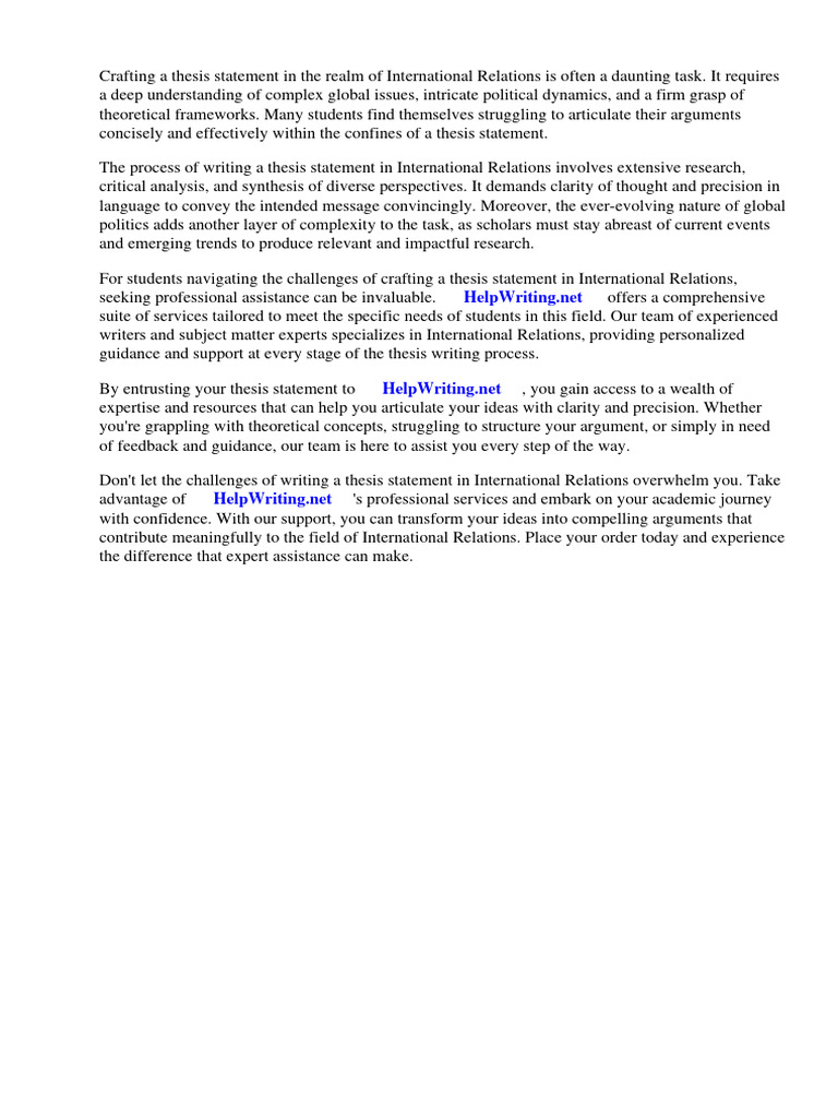 Thesis Statement Examples International Relations | PDF | Economic ...