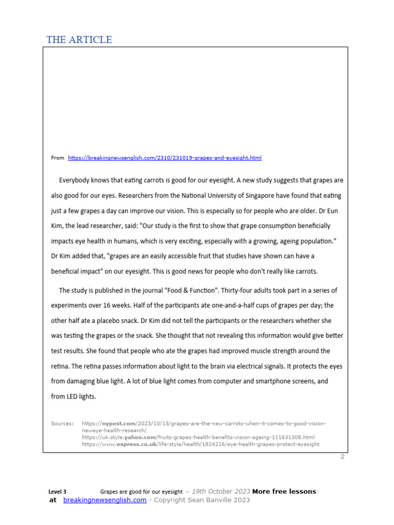 Exercise Grapes-And-Eyesight | PDF | Visual Perception | Eye