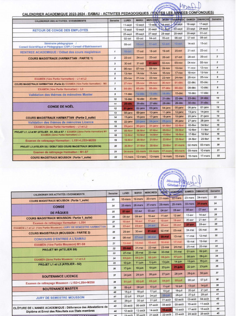 Calendrier Academique 2023 2024247 | PDF