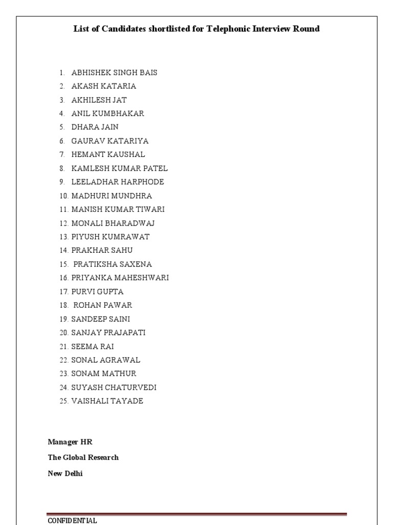 Short Listed Candidates | PDF