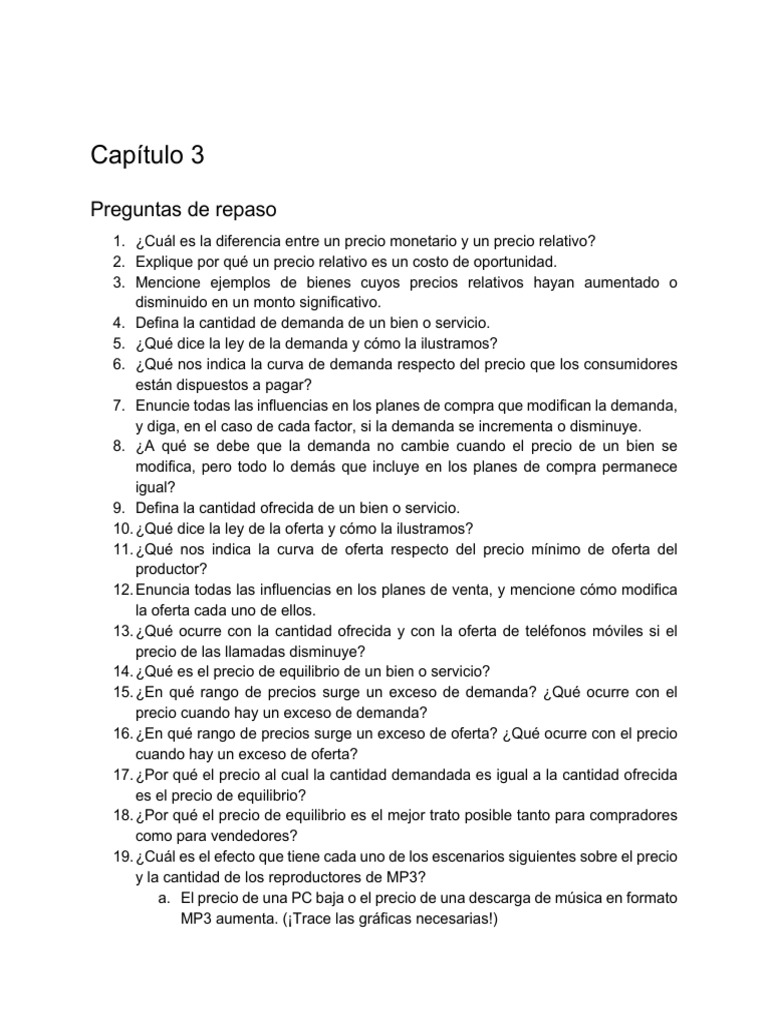 Tarea Micro Caps 3 y 4 | PDF | Oferta y demanda | Elasticidad (economía)