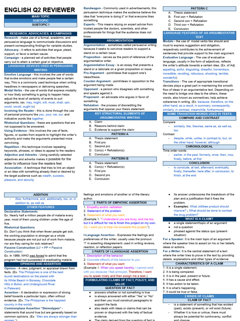 English Q2 Reviewer | PDF | Noun | Persuasion