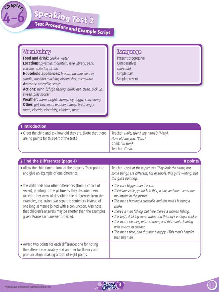 SC03 SpeakingTest Chs4-6 | PDF | Language Arts & Discipline