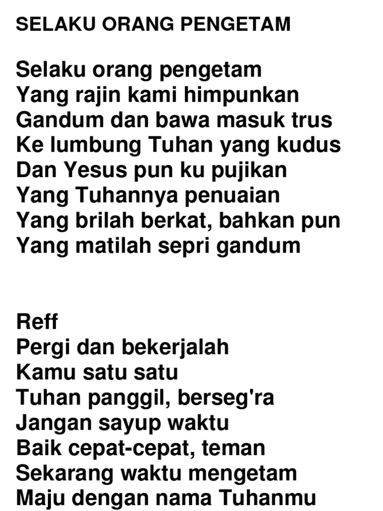 Lirik Lagu Rohani "Selaku Orang Pengetam" | PDF | Agama & Spiritualitas