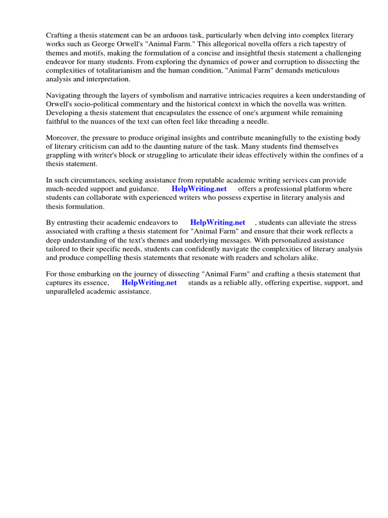 Animal Farm Thesis Statement | PDF