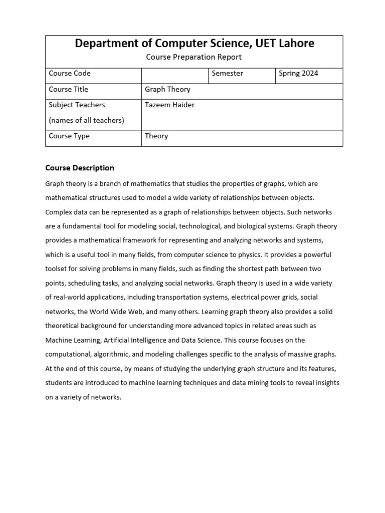 Graph Theory - Outline | PDF | Graph Theory | Machine Learning