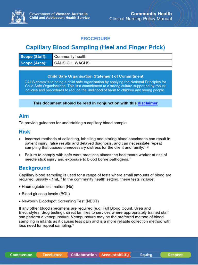 Capillary Blood Sampling - Heel and Finger Prick | PDF | Health Care ...