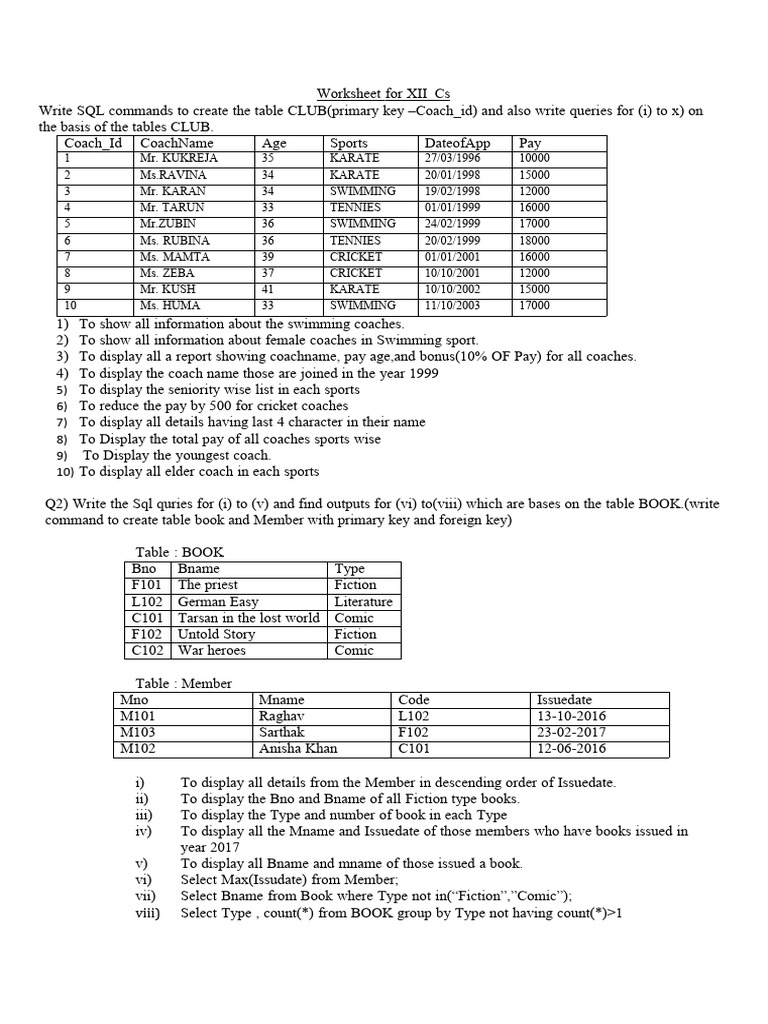 WK2 XII Cs Mysql Joins | PDF | Computing | Cybernetics