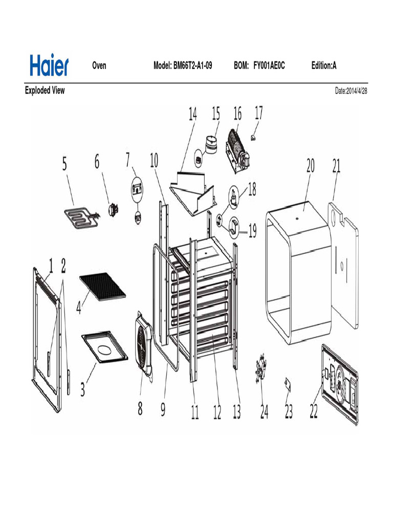 BM66T2-A1-09 Oven Exploded View | PDF | Science & Mathematics