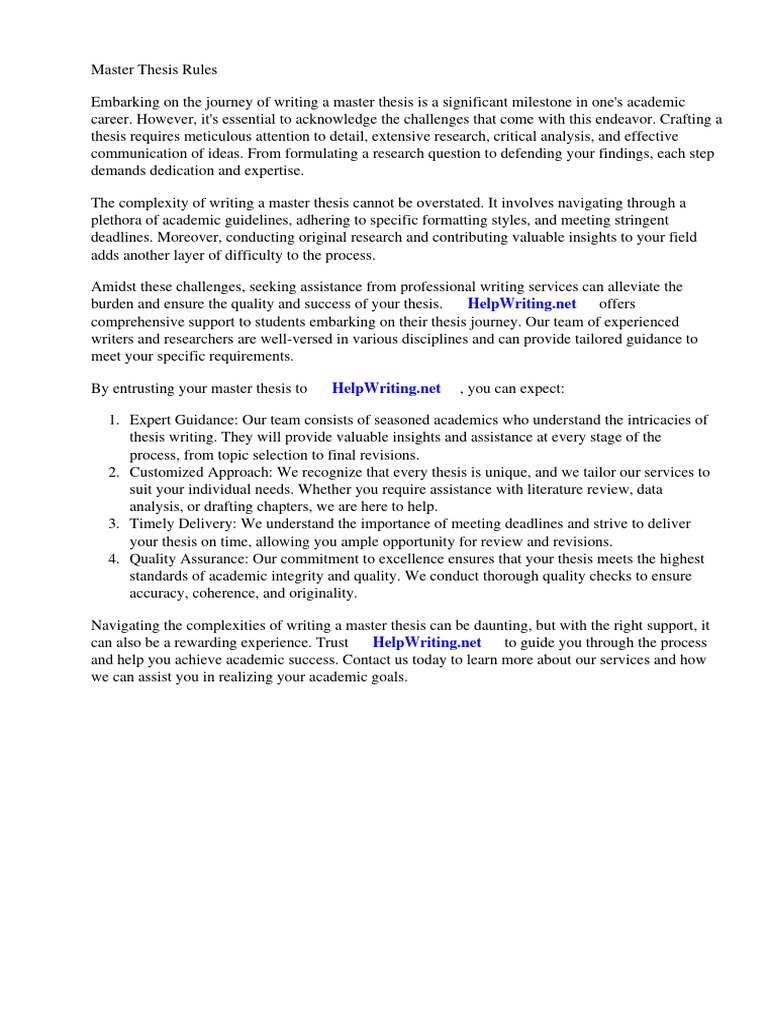 Master Thesis Rules | PDF | Thesis | Methodology