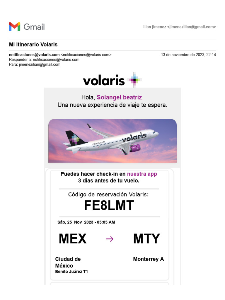 Mi Itinerario Volaris | PDF