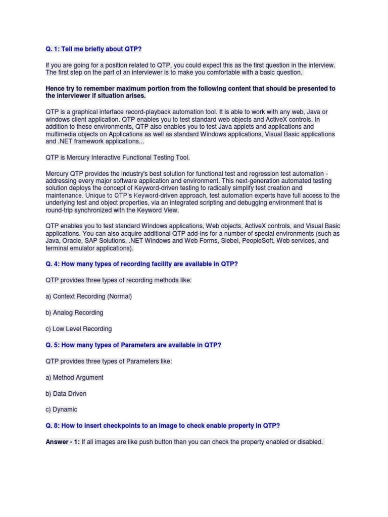 Qtp Interview Pdf Microsoft Excel Object Computer Science