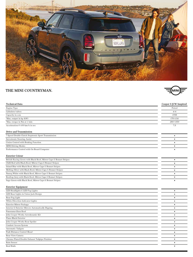 The MINI Countryman - Specifications - Feb 2024 | PDF | Mini ...