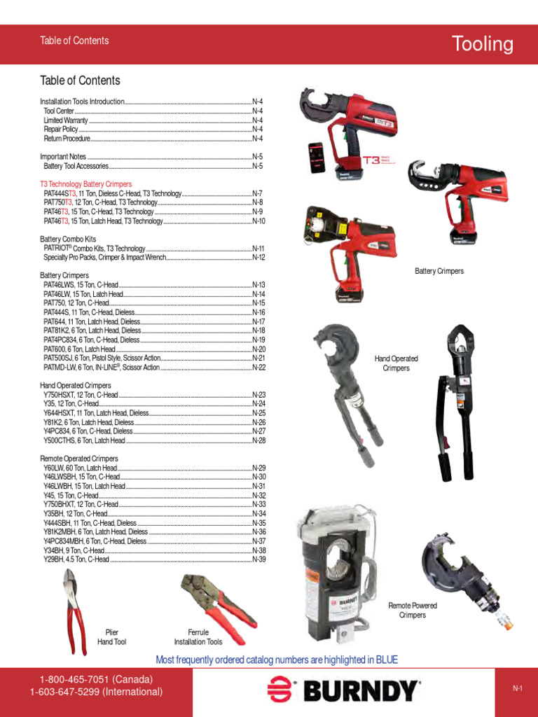 BURNDY Tools Catalog | PDF | Battery Charger | Manufactured Goods