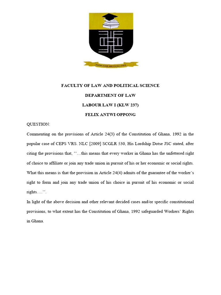 Workers' Rights in The Constitution | PDF | Employment | Public Law