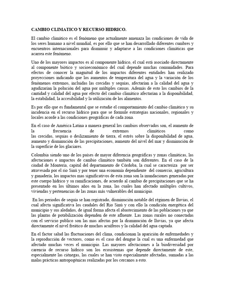 Trabajo de Recurso Hidrico | PDF | Agua | Sequía