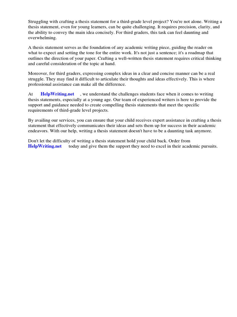 Thesis Statements For 3rd Graders | PDF | Essays | Thesis
