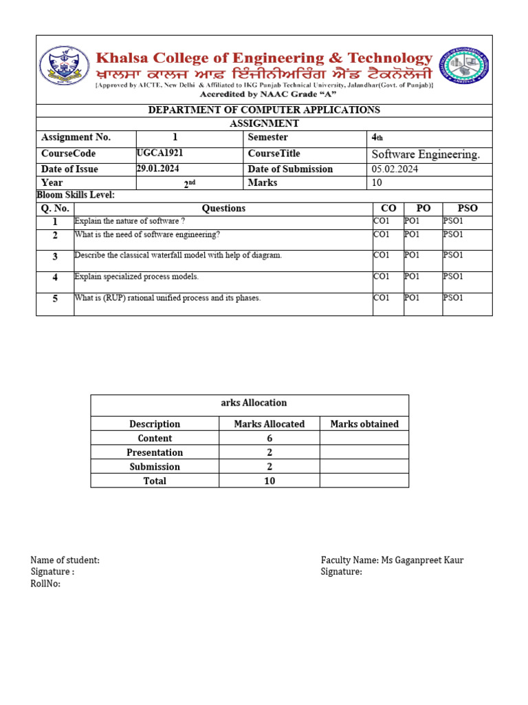 Software Engineering Assignment 4th Semester | PDF