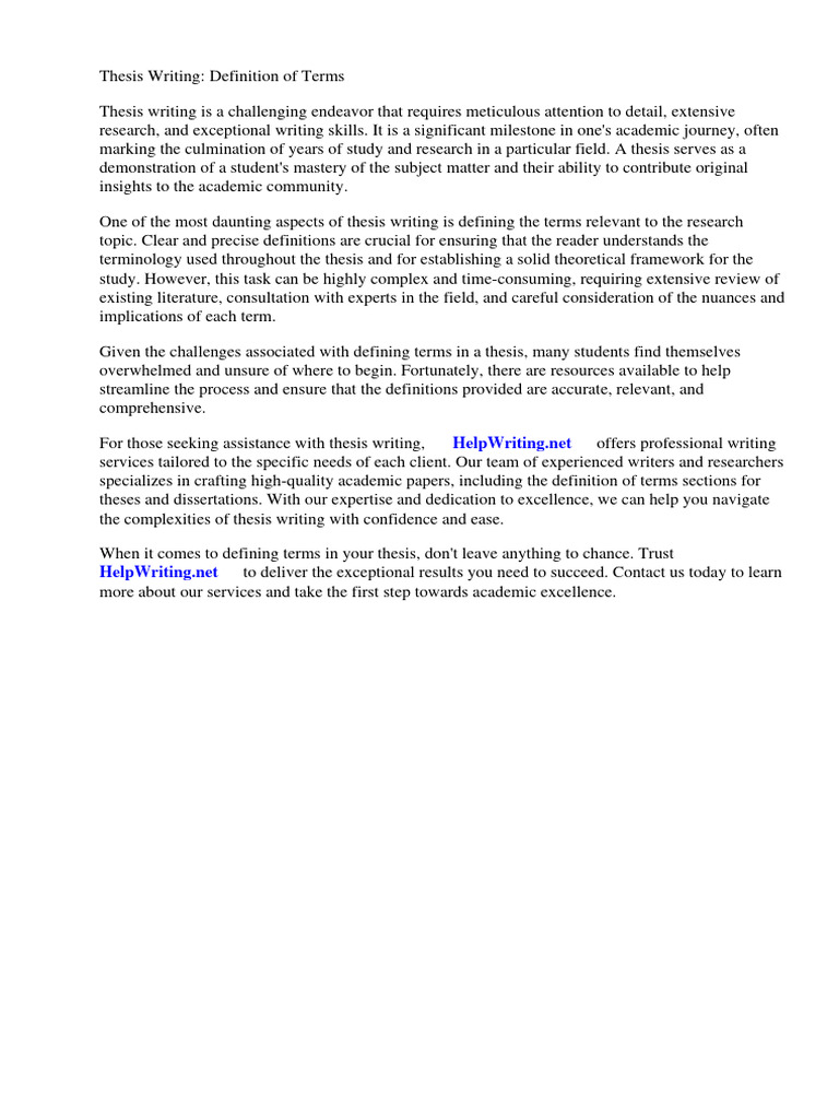 Thesis Writing Definition of Terms | PDF | Thesis | Essays