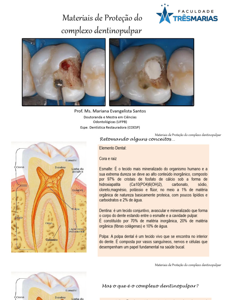 ProteÃ Ã o Do Complexo Dentino-Pulpar | PDF | Dentina | Cálcio