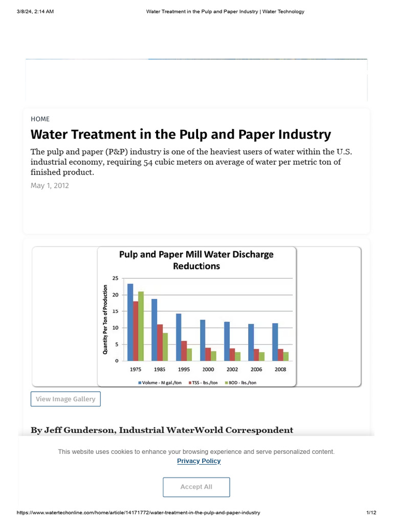 Water Treatment in the Pulp and Paper Industry _ Water Technology | PDF ...