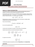 Calculus I Product and Quotient Rule Practice Problems | PDF ...