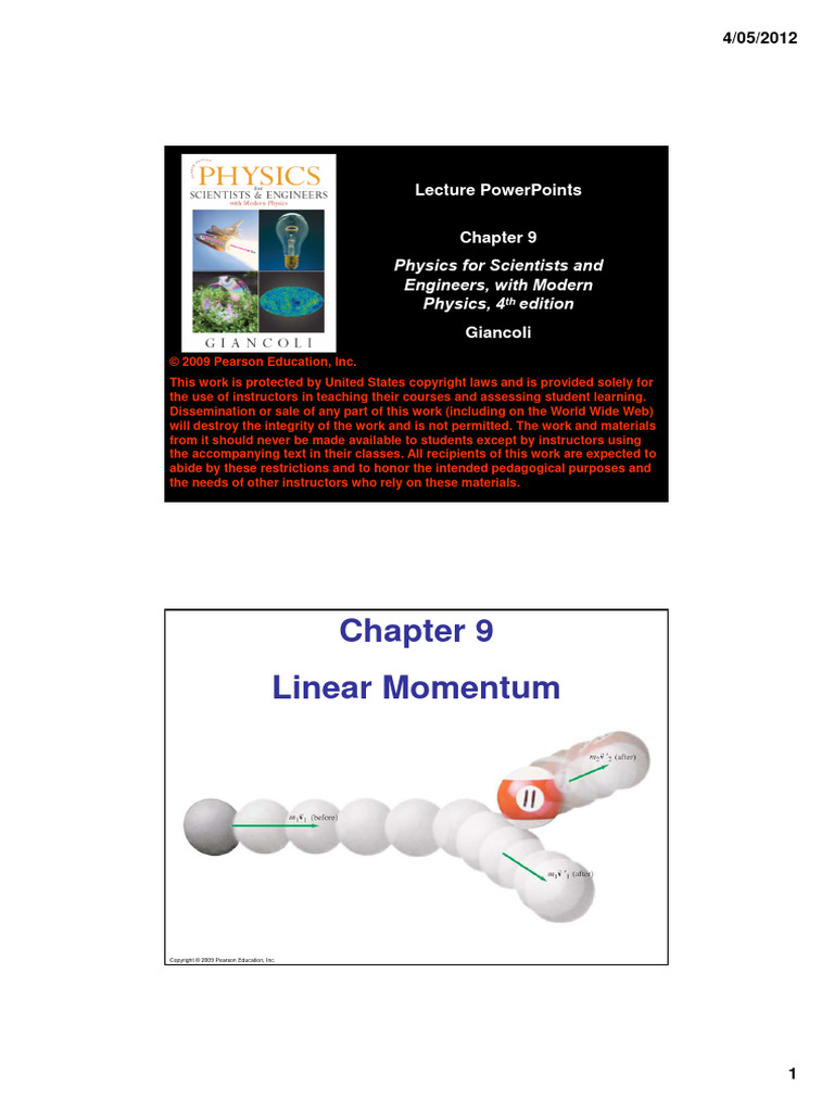 Chapter 9 Linear Momentum | PDF | Collision | Momentum Chapter 9 Linear Momentum | PDF | Collision | Momentum