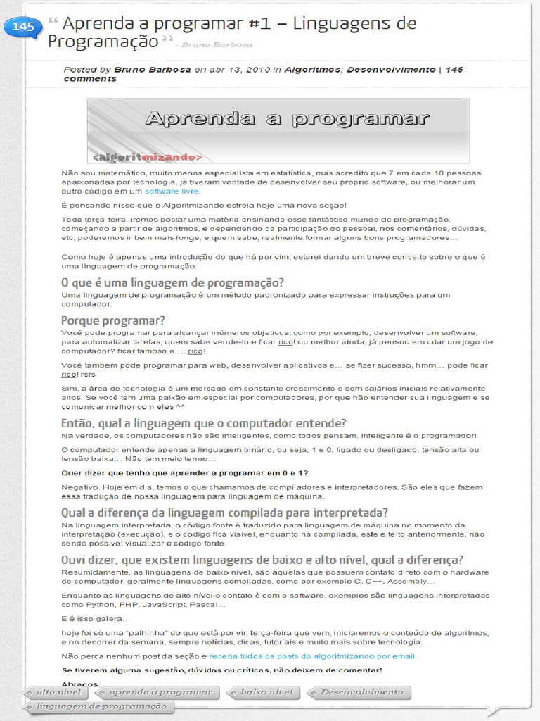 Aprenda A Programar I | PDF