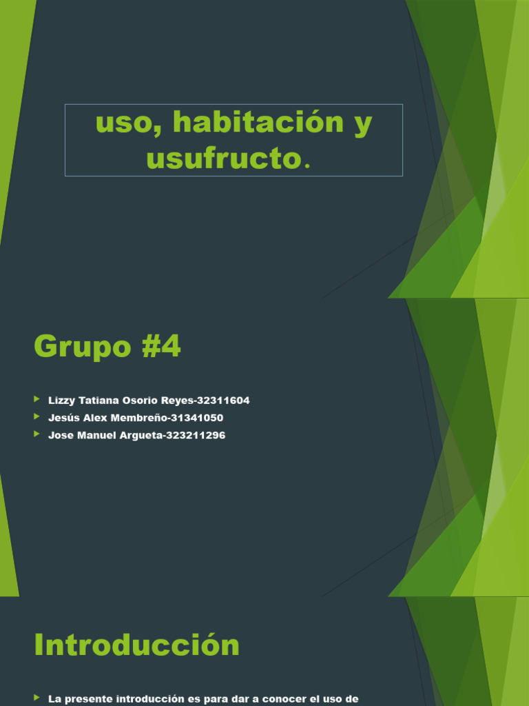 Uso, Habitación y Usufructo | PDF | Propiedad | Estatuto de limitaciones