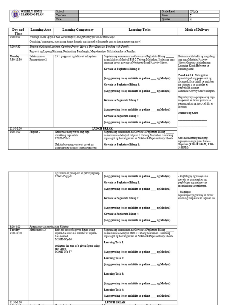 WHLP - Grade 2 (Q4 Week 7) | PDF