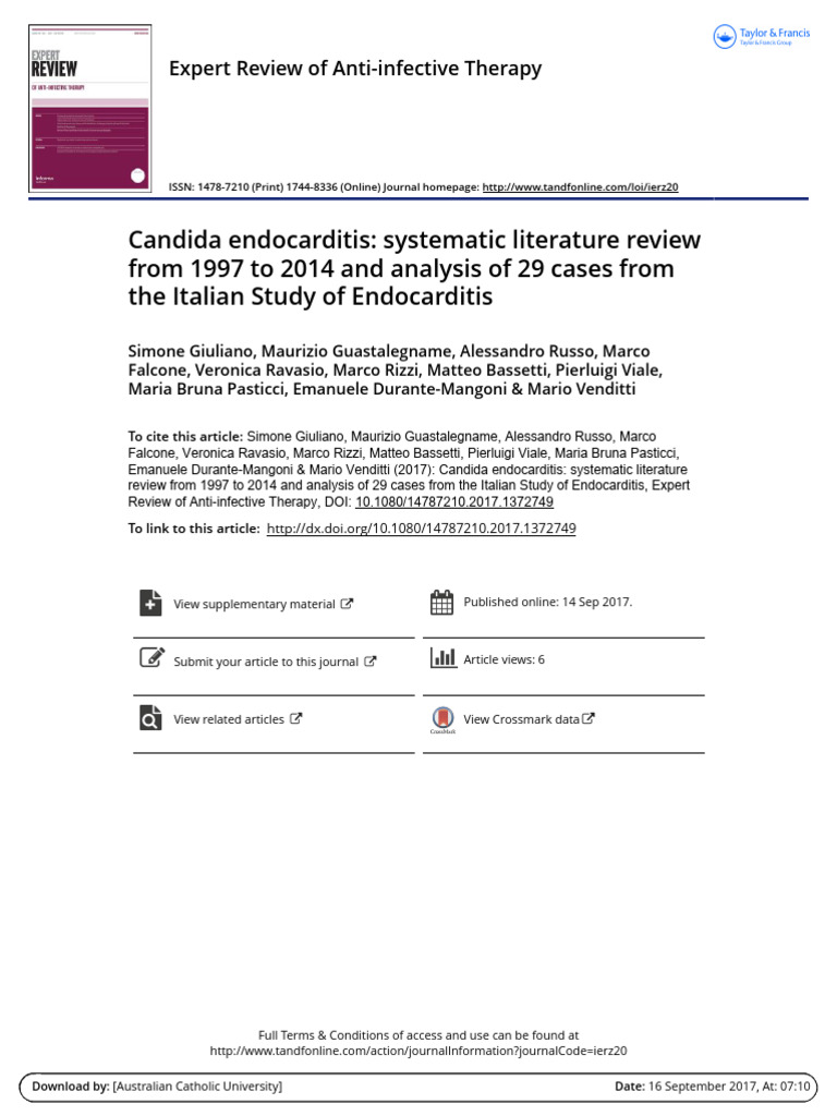 Candida Endocarditis Systematic Literature Review | PDF