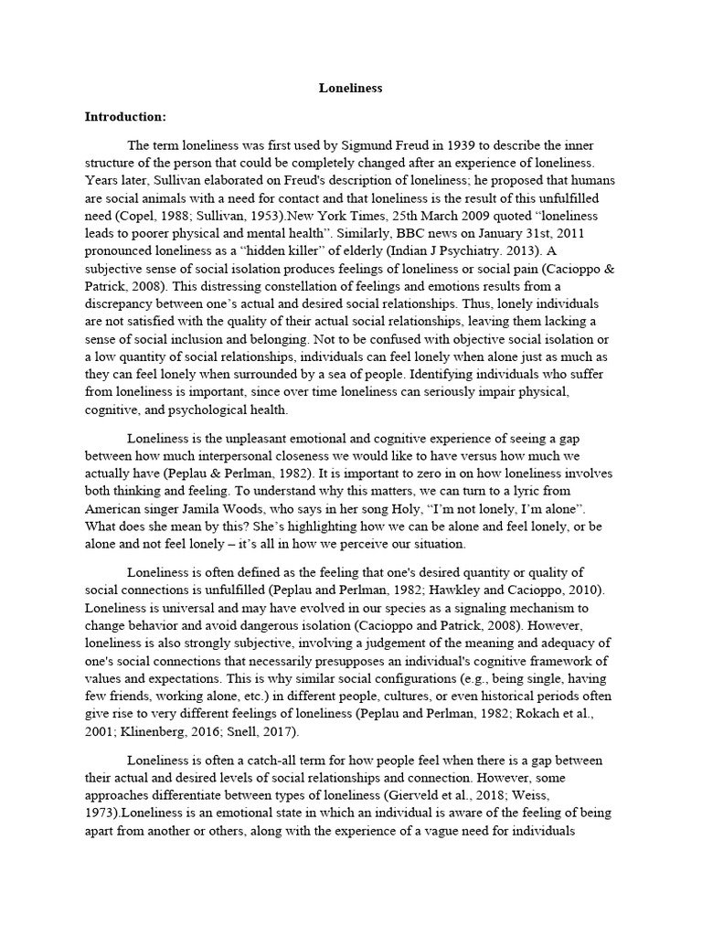 Loneliness | PDF | Loneliness | Feeling