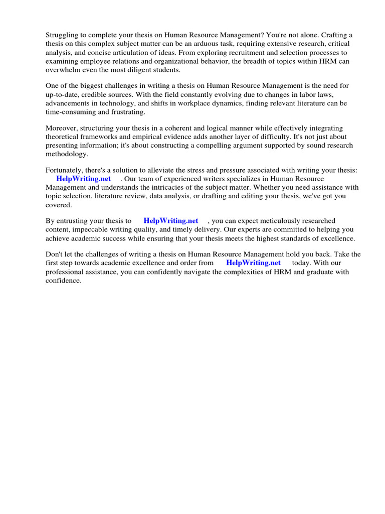 Sample Thesis Title Human Resource Management | PDF | Human Resource ...