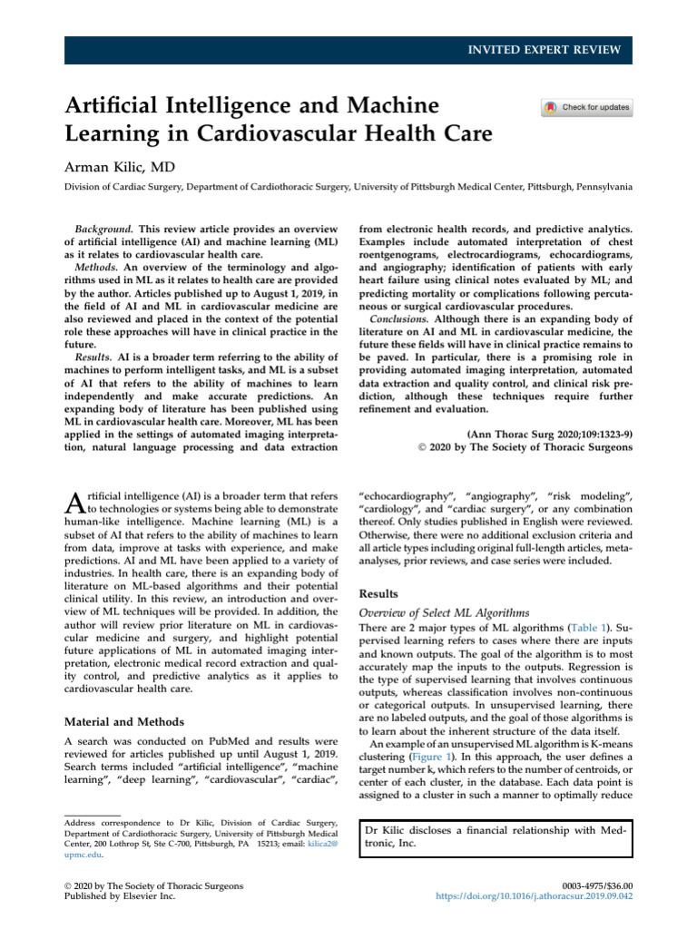 Kilic - AI ML in CV Healthcare - 2020 | PDF | Machine Learning | Cluster Analysis