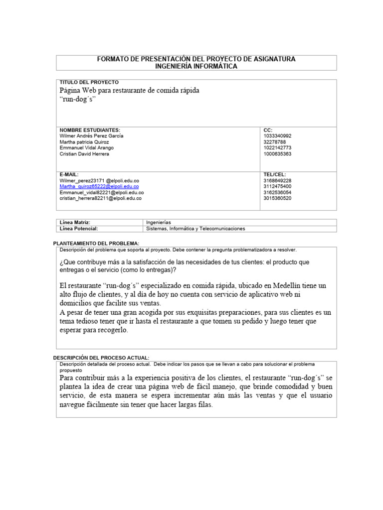 Formato de Proyecto de Asignaturas | PDF