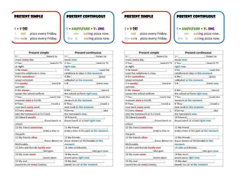 Simple Present Vs Present Cont | PDF