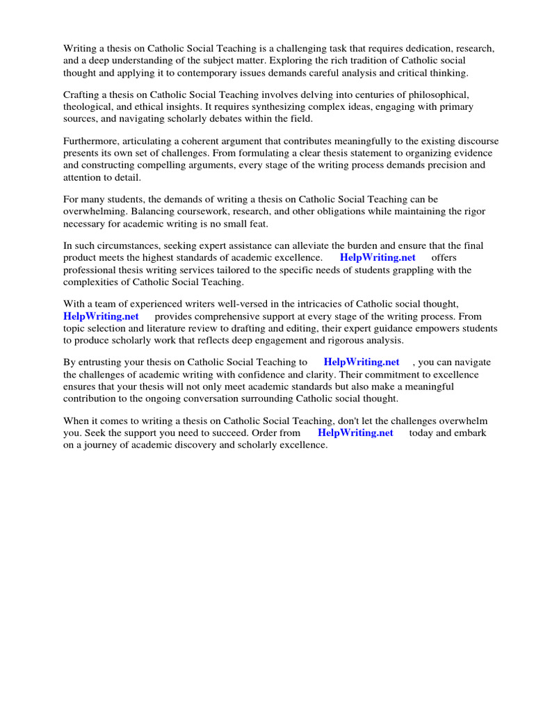 Thesis On Catholic Social Teaching | PDF | Catholic Social Teaching ...