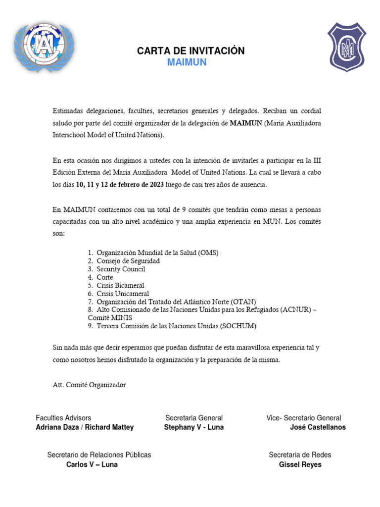 Carta de Invitación | PDF