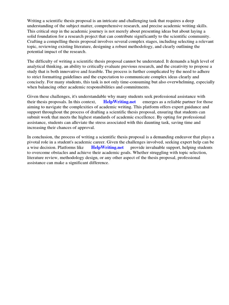 Example of Scientific Thesis Proposal | PDF | Thesis | Methodology