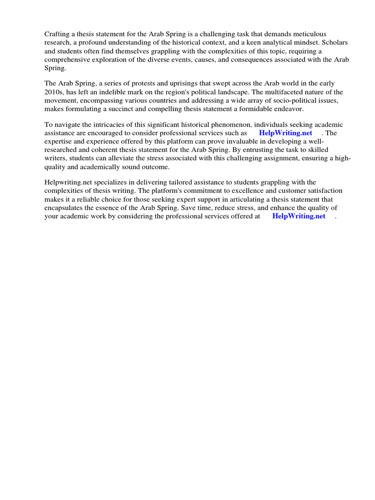 Thesis Statement Guide: Arab Spring | PDF | Arab Spring | Syria