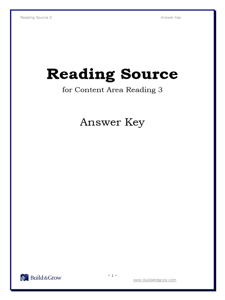 Reading Source 3 - Answer Key | PDF