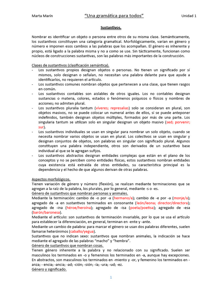 Gramática Básica de Sustantivos | PDF | Adverbio | Adjetivo